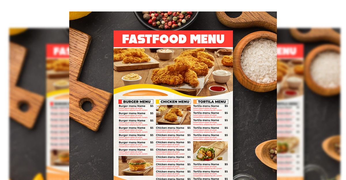 Fast Food menu - Flyer Template #3 #297582 - TemplateMonster