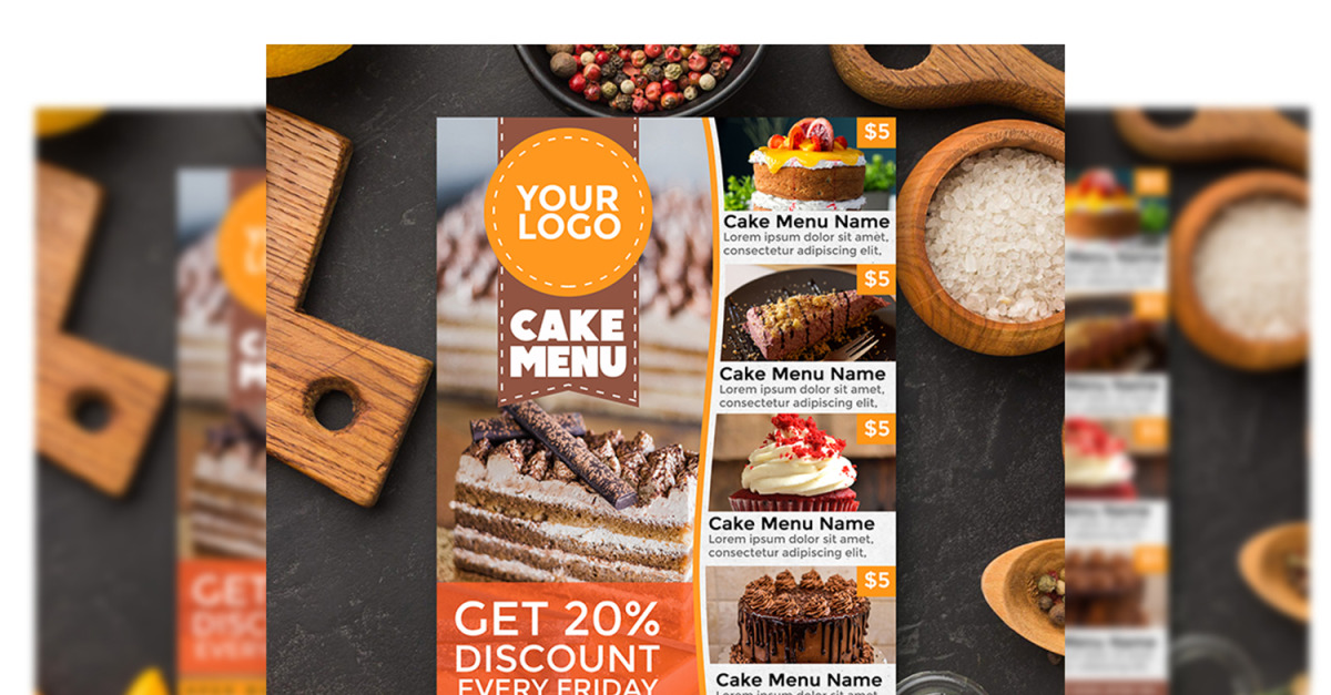 Kek Menü Tasarımı - el ilanı şablonu - TemplateMonster