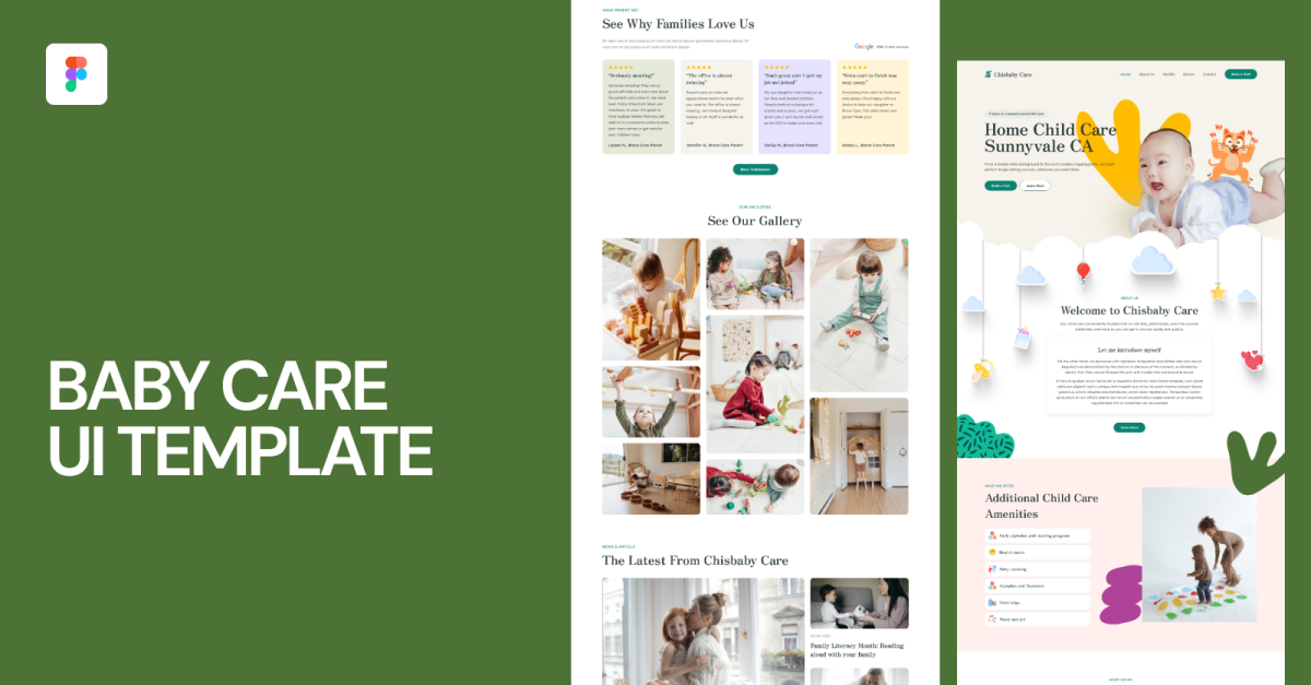 Baby Care UI Figma Template #297818 - TemplateMonster
