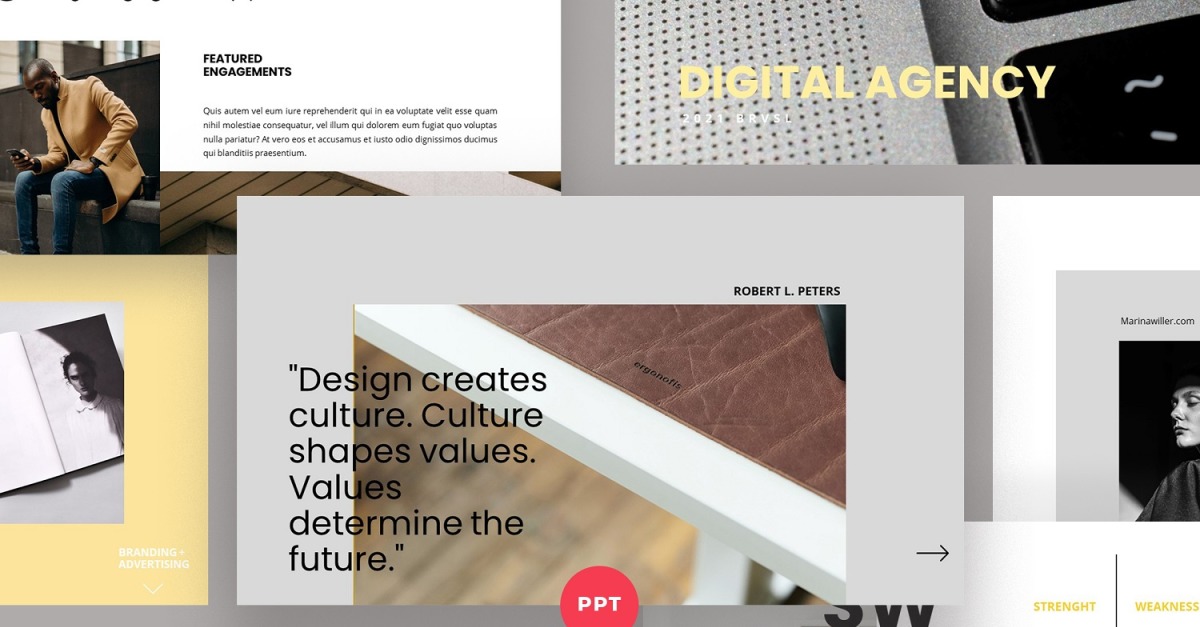 Clean Creative Agency PowerPoint Template - TemplateMonster