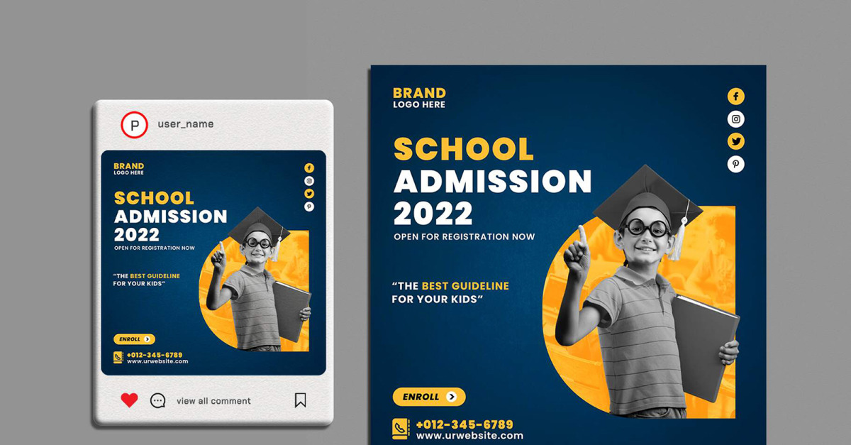School Admissions Open Social Media Post - TemplateMonster