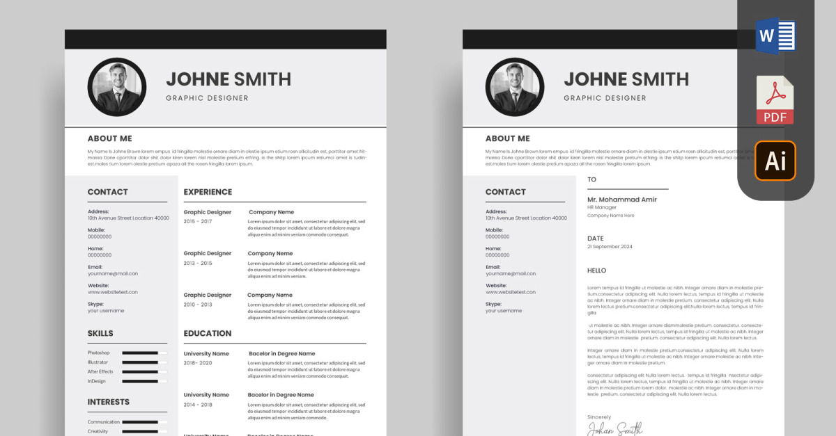 Modern Resume Template Cover Letter Design - TemplateMonster