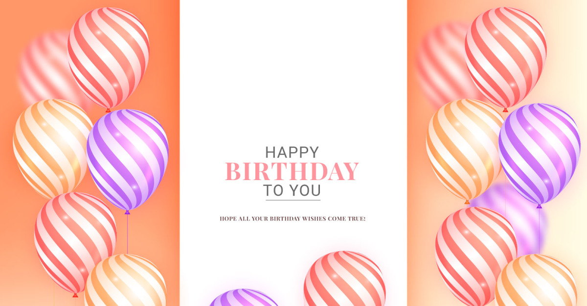 Birthday greeting vector template design. Happy birthday text in ...