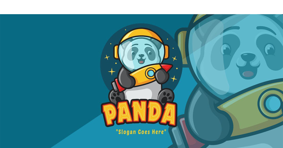 Panda Slogan Mascot Logo - Panda Slogan Mascot Logo
