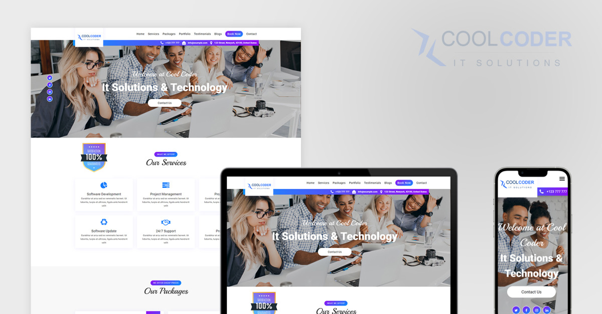 Cool Coder - Serbest Çalışan ve Teknoloji İniş Sayfası Şablonu