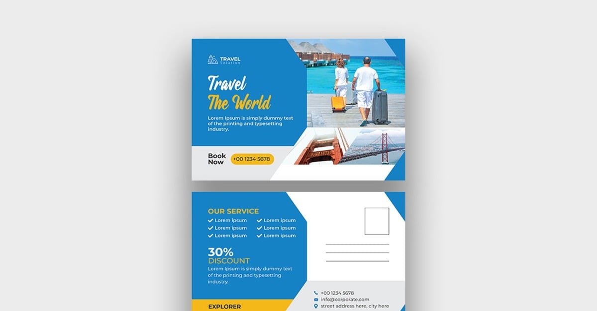 Modern Tour Travel Postcard Design #298348 - TemplateMonster