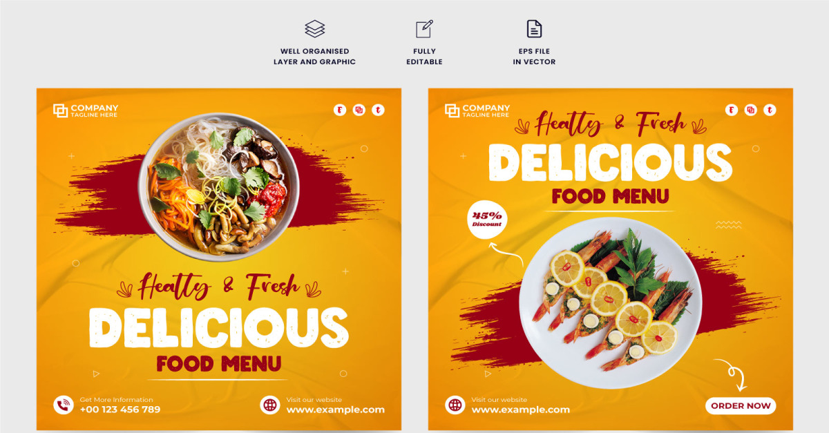 Fresh food menu social media marketing - TemplateMonster