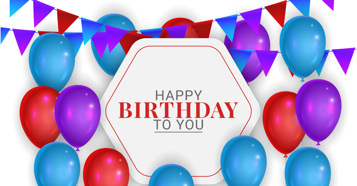Happy Birthday congratulations bannert design with Colorful balloon ...