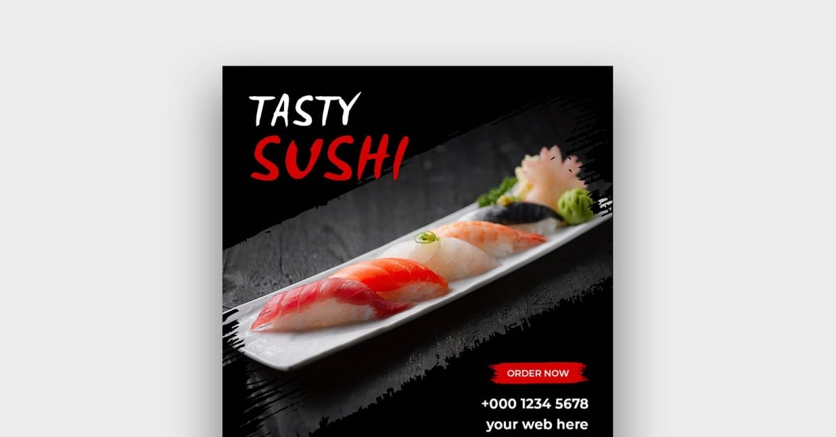 Sushi food social media post design #298645 - TemplateMonster
