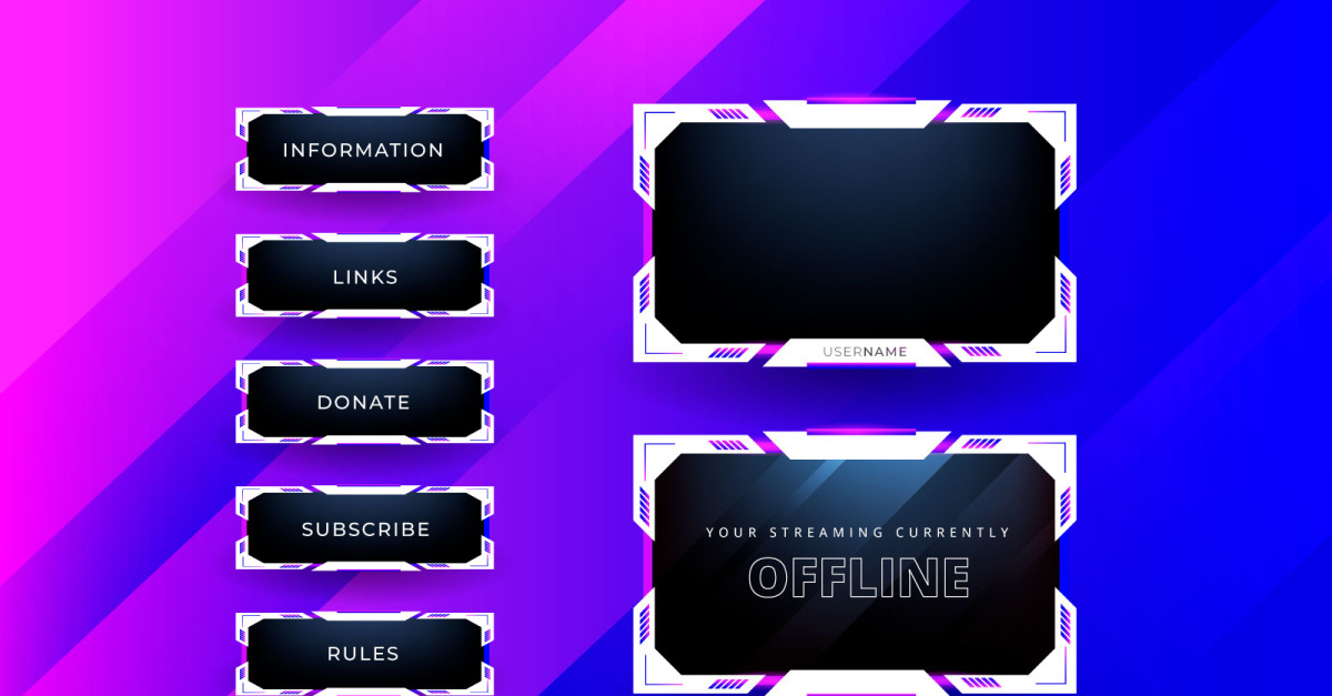 Live Streaming screen panel overlay design template theme. design