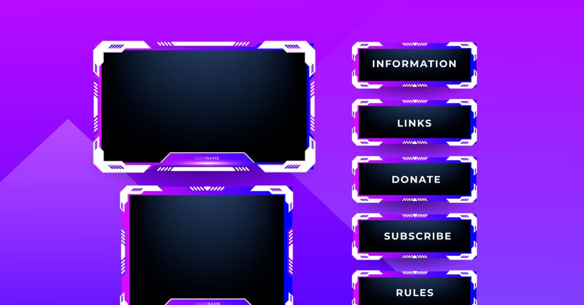 Streaming screen panel overlay design template online stream futuristic ...
