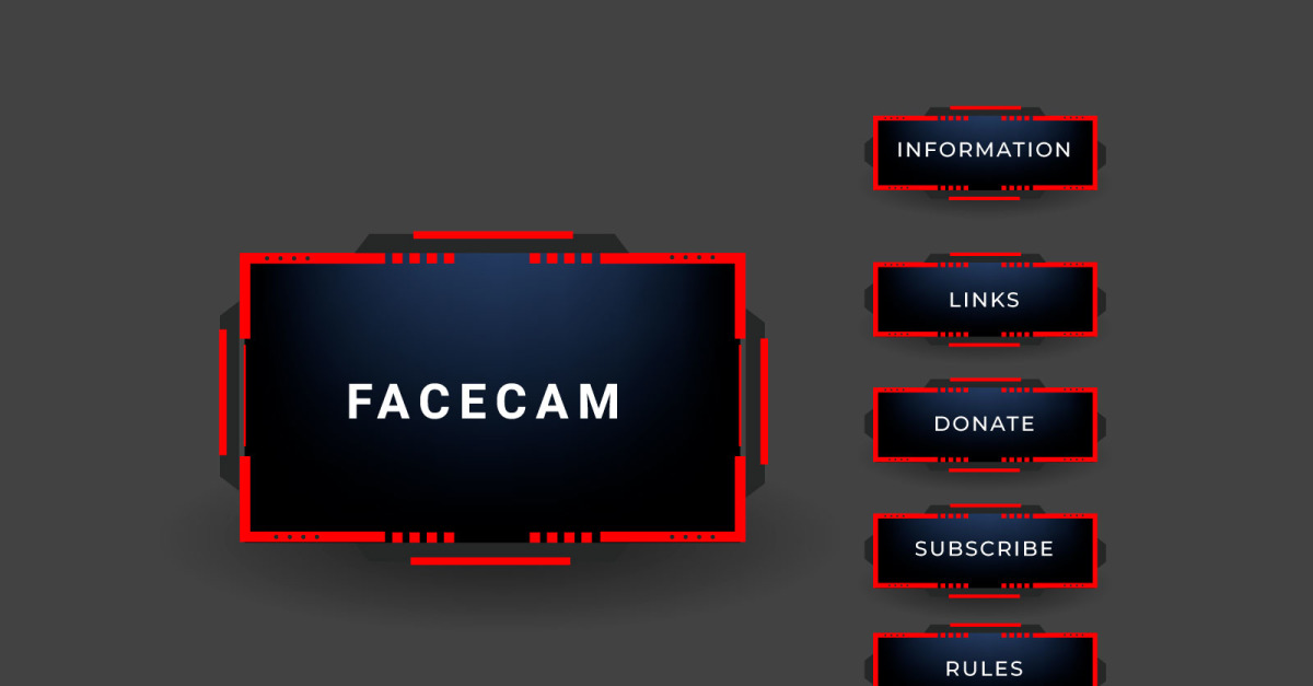 Streaming screen panel overlay design template theme. Live pannel
