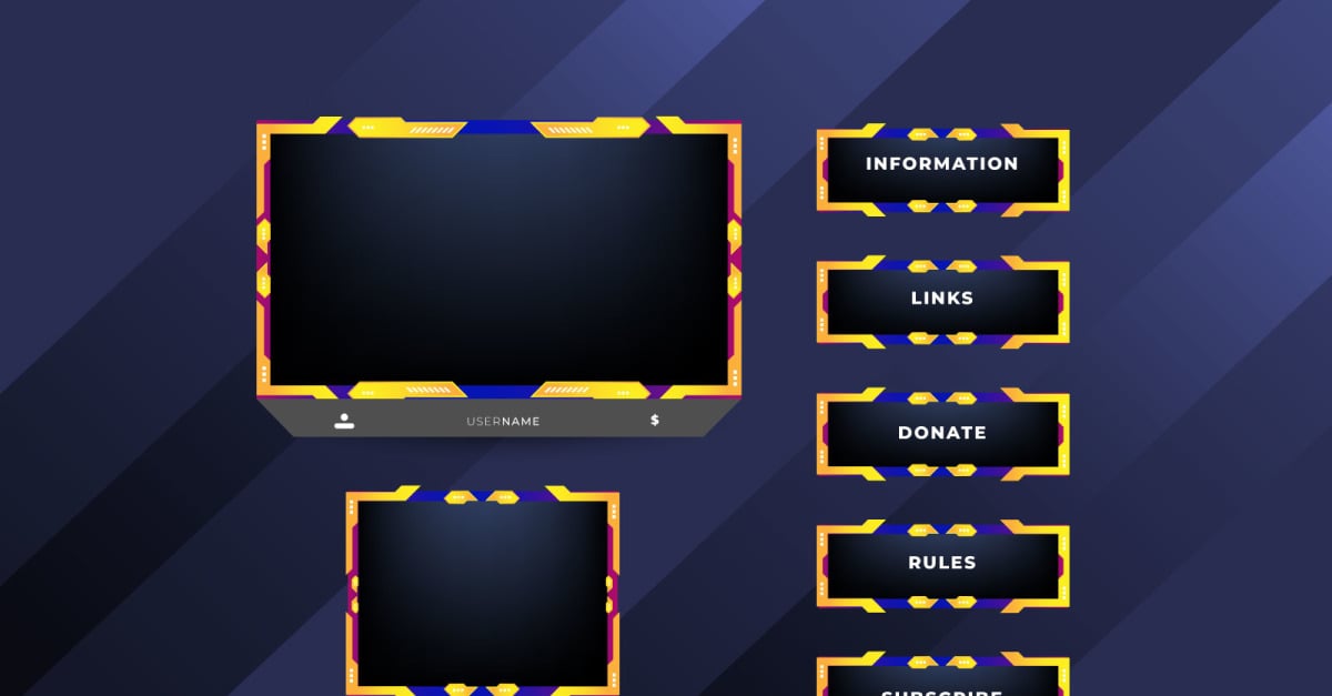 Streaming screen panel overlay design template theme. Live video concept