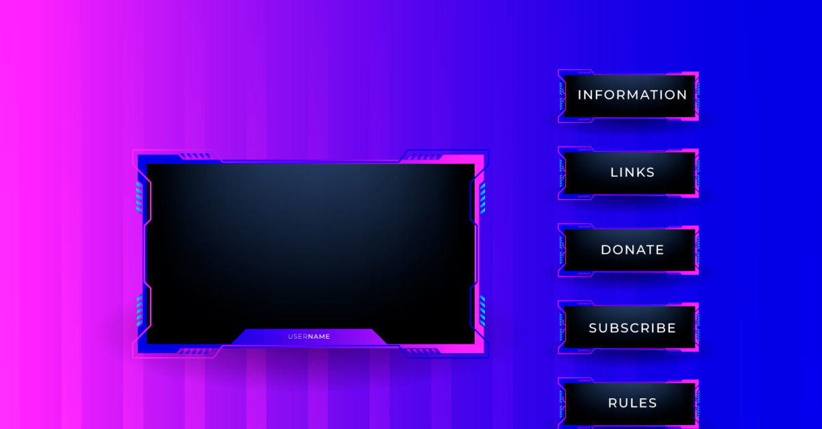 Streaming screen panel overlay design template theme. Live video strimimg