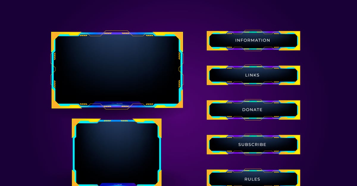 Streaming screen panel overlay design template theme vector