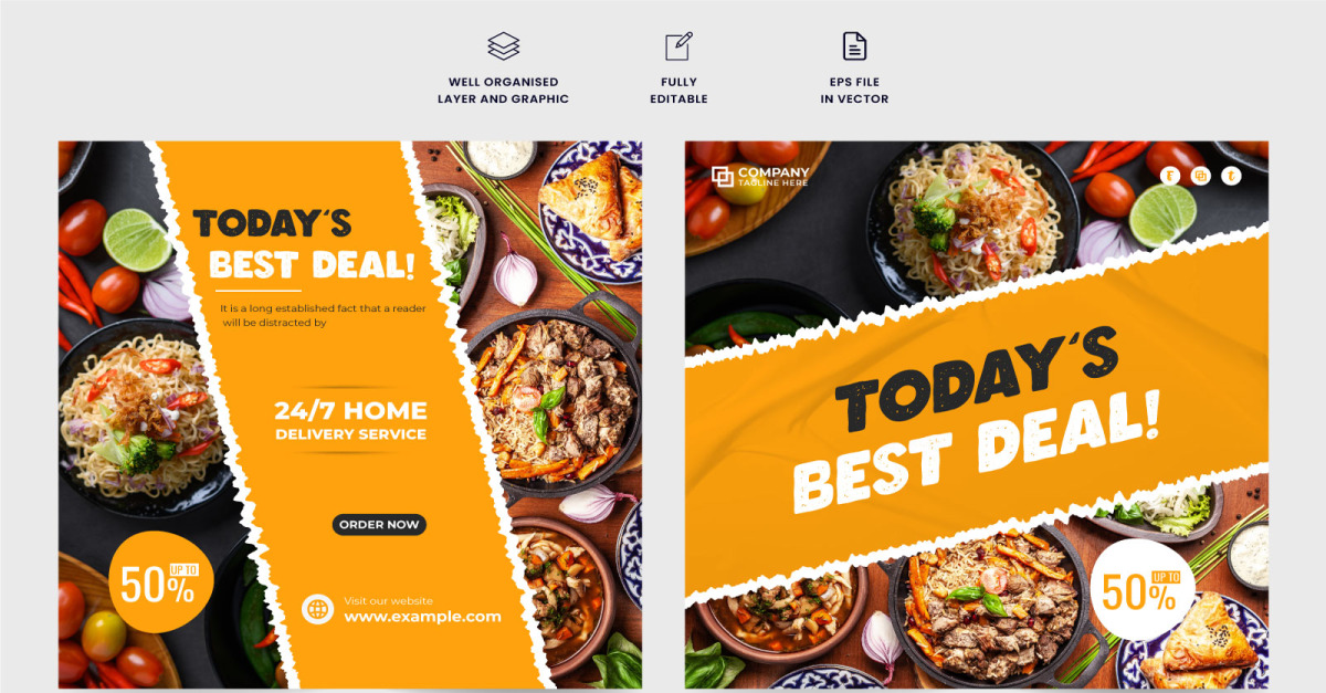 Food menu promo template vector design - TemplateMonster