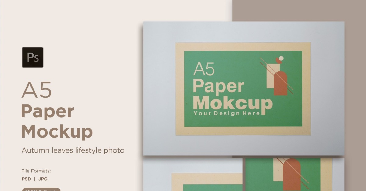 A5 Paper Mockups With grey Background - TemplateMonster