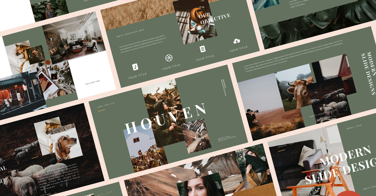 Magazin-Layout-Stil PowerPoint-Vorlage - TemplateMonster