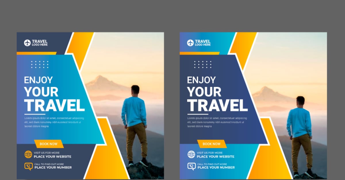 Travel agency social media post template. Web banner, travelling agency ...