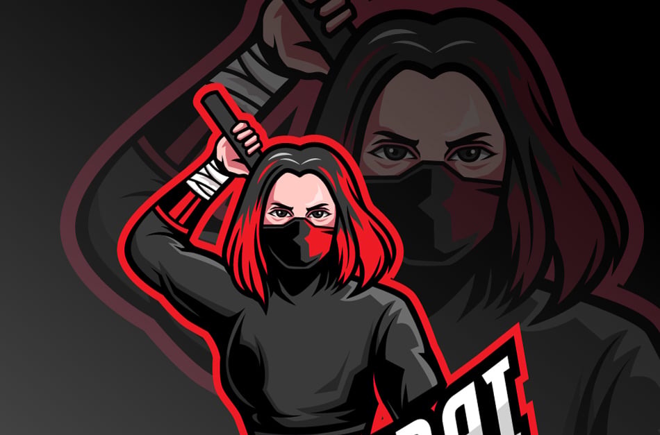 Modèles de logo Samurai Lady Esport #299500 - TemplateMonster