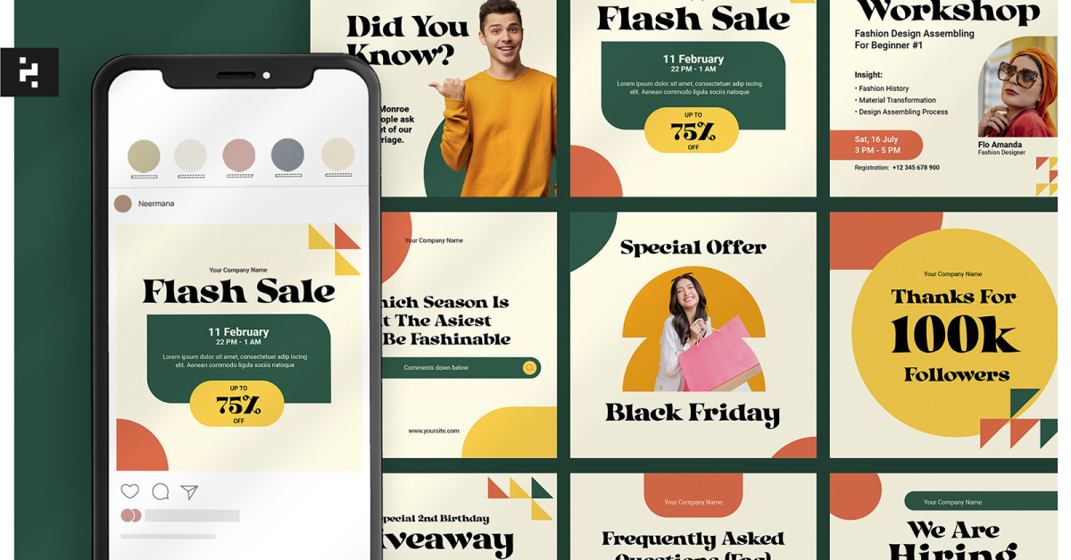 Marketing Instagram Post - Retro Looks - TemplateMonster