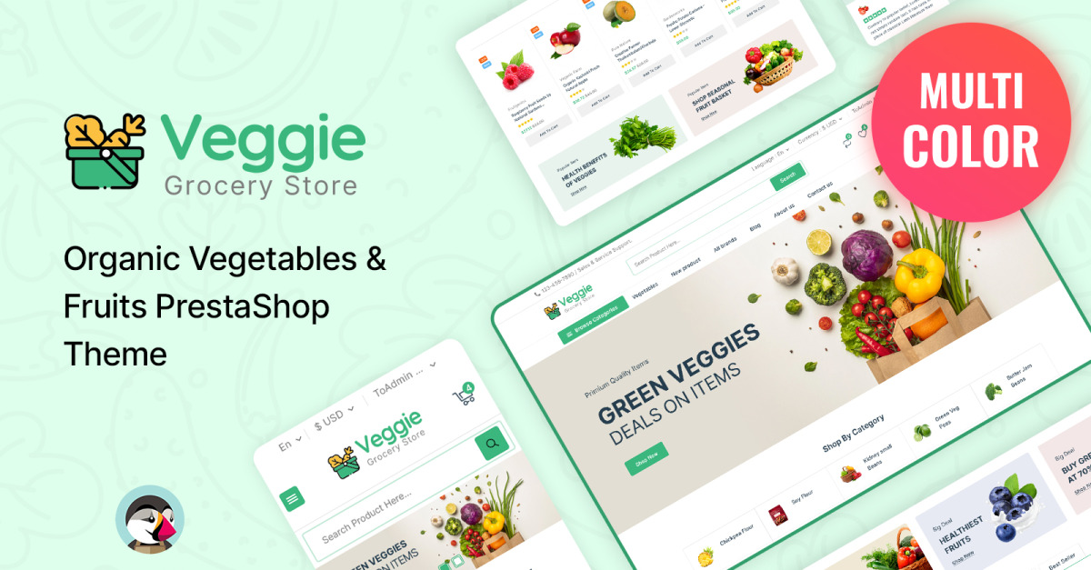 Veggie - Thème PrestaShop pour magasin de légumes et épicerie