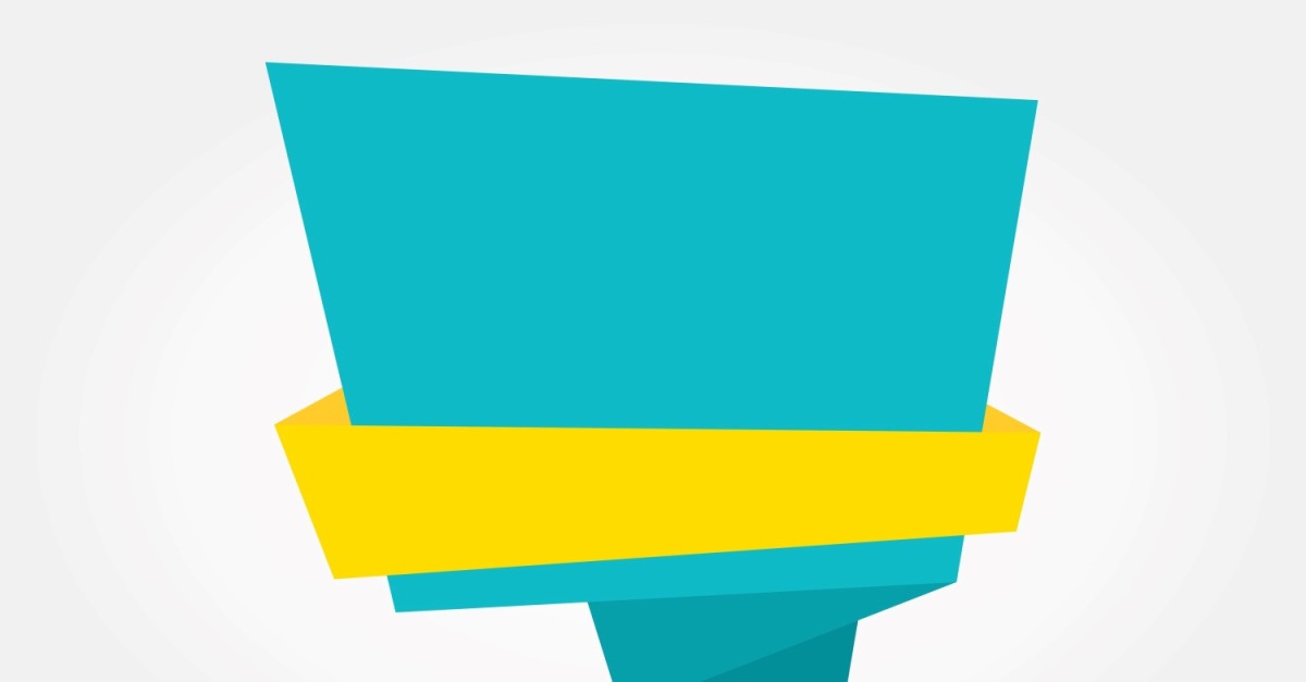 Yellow And Teal Color Popup Ribbon Vector Banner