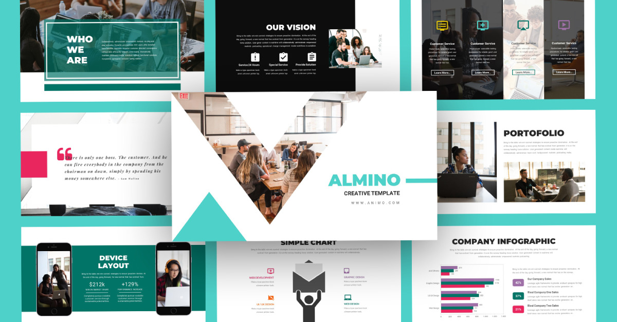 Plantilla de PowerPoint para negocios de Almino