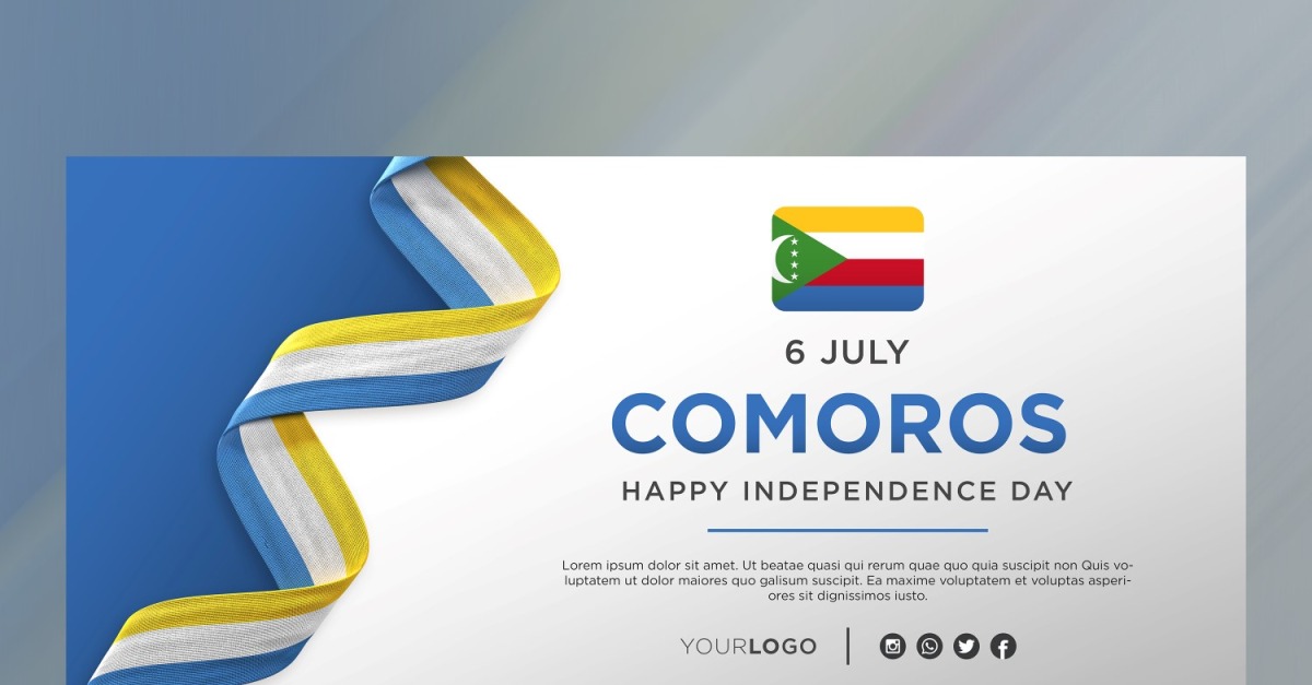 Bannière de célébration de la fête de l'indépendance des Comores ...