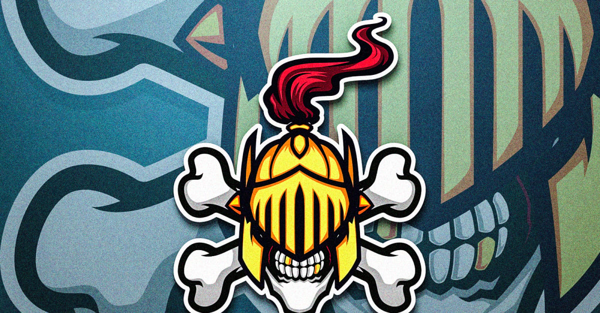 Armored Golden Helmet Undead Skull Head Vector Mascot