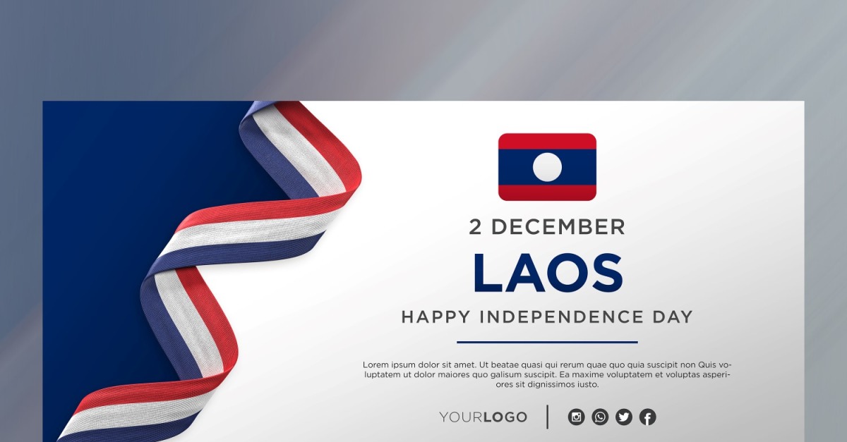 Laos National Independence Day Celebration Banner, National Anniversary
