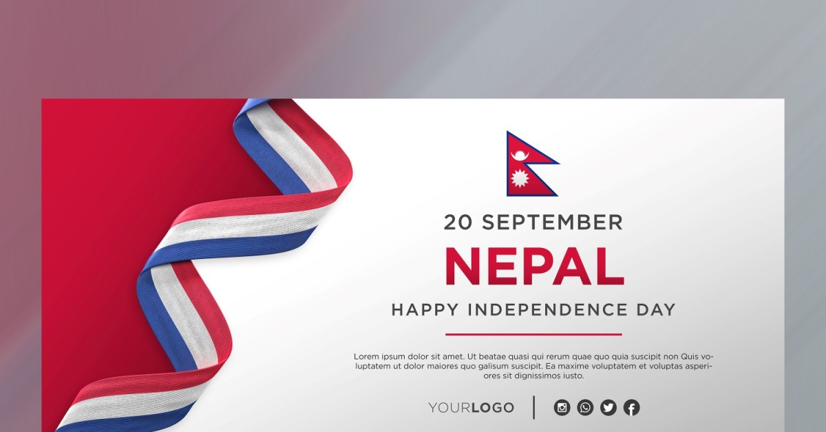 Nepal National Independence Day Celebration Banner, National Anniversary