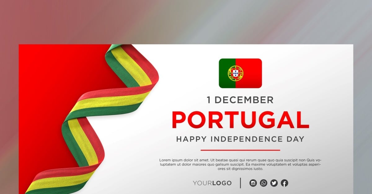 Portugal National Independence Day Celebration Banner, National Anniversary