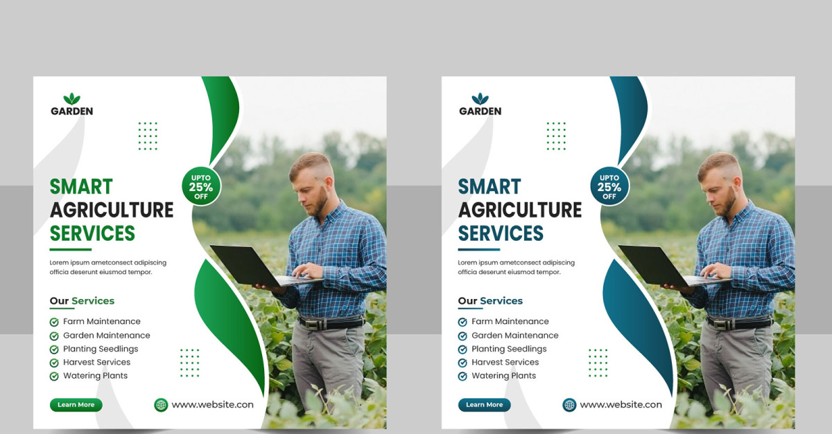 Agriculture service social media post banner or gardening landscaping ...