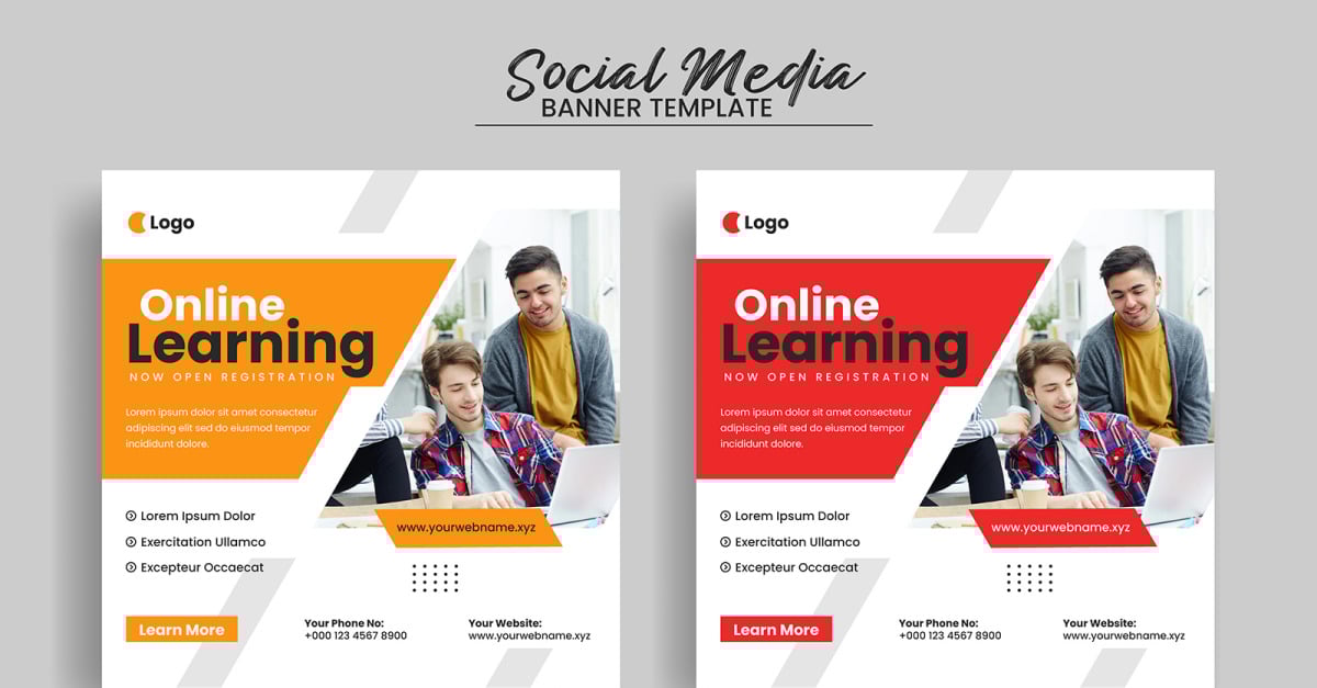 Modern education social media post banner template or online learning ...