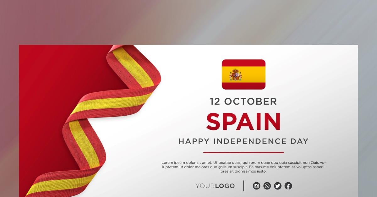 Spain National Independence Day Celebration Banner, National Anniversary
