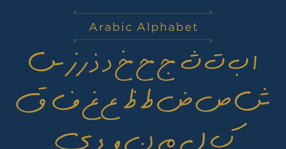 Arabiska alfabetet kalligrafi teckensnitt stil.