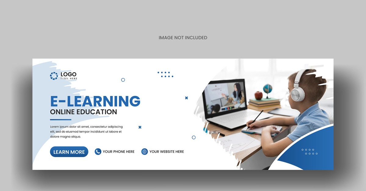 Digital learning education social media facebook cover banner template