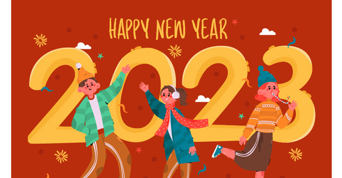 Bonne année 2023 salutation illustration - TemplateMonster