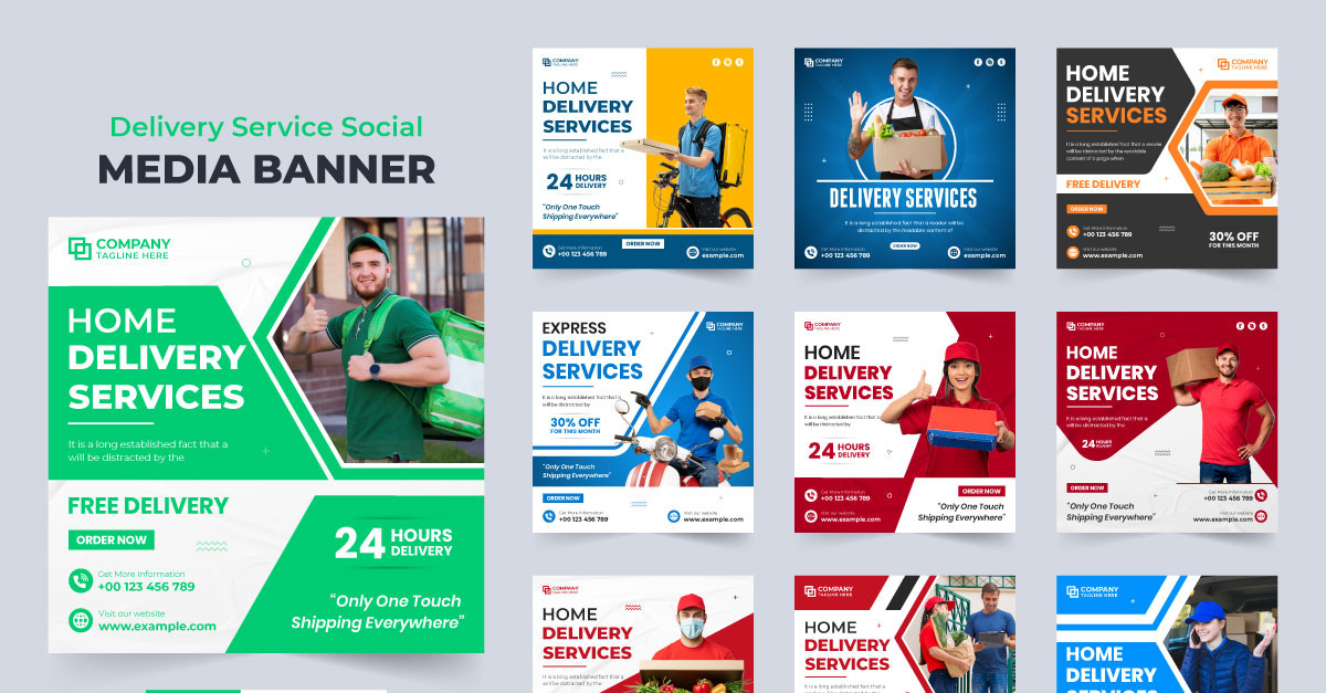 Delivery business promotion poster set - TemplateMonster
