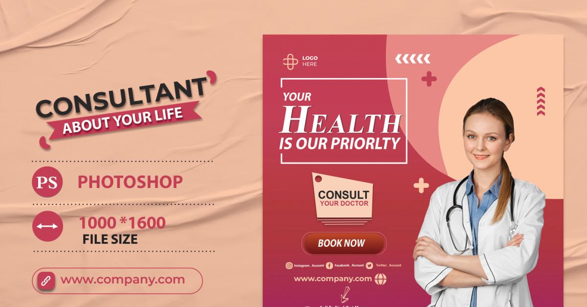 Creative Medical Flyer Template For Social Media Post Template