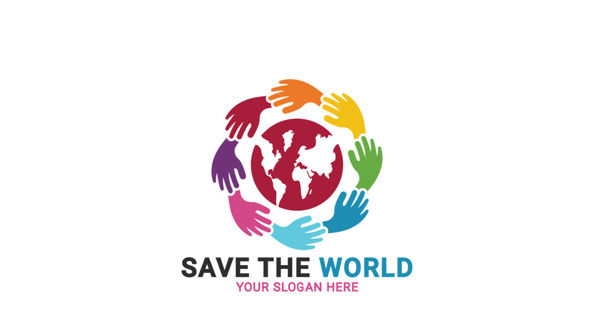 Save The World Logo, Helping Hands Logo Template