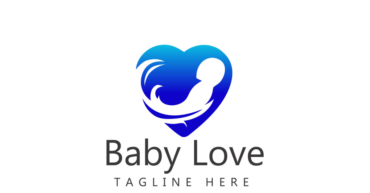 Logotipo de amor de bebé y plantilla de logotipo de corazón de bebé