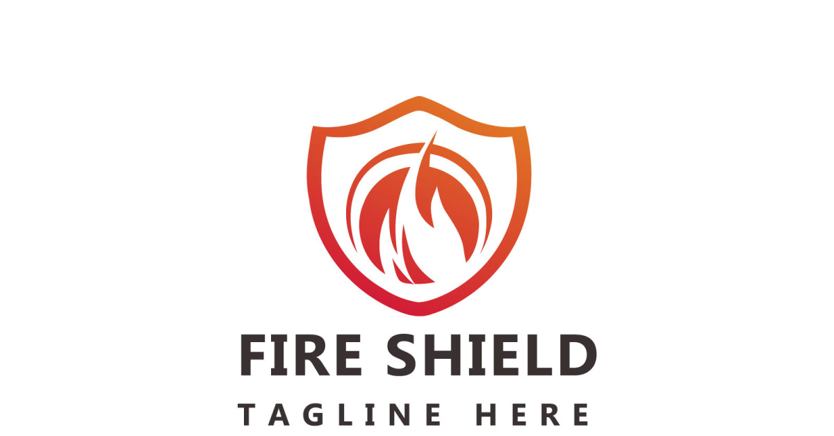 Logotipo de escudo contra incendios, logotipo de protección contra ...
