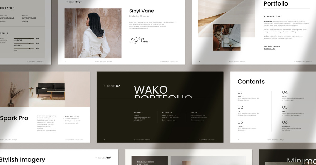 Plantilla de PowerPoint para portafolio de Wako