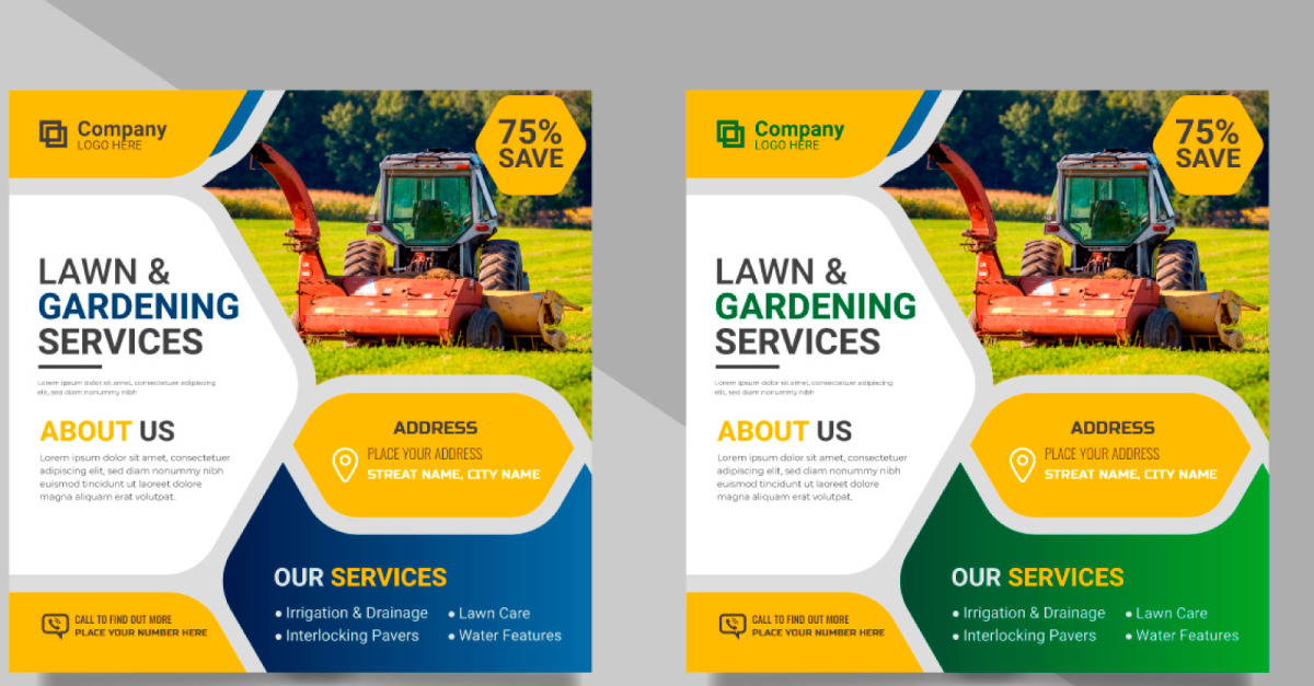 Agriculture service social media post banner or lawn mower gardening ...