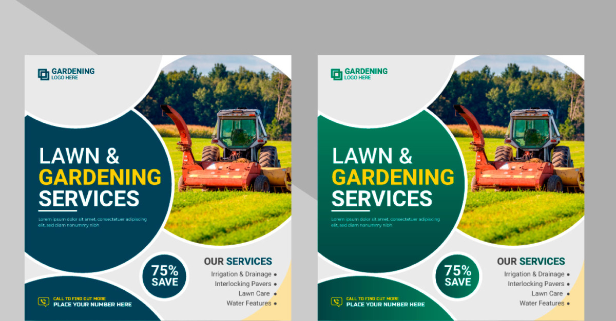 Agriculture service social media post banner or lawn mower gardening ...