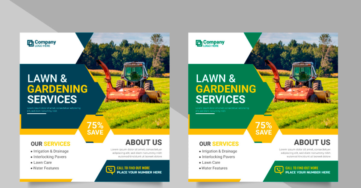 Vector Agriculture service social media post banner or lawn mower ...