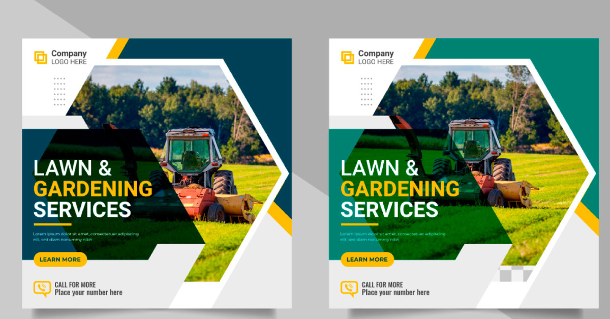 Vector Agriculture service social media post banner or lawn mower ...