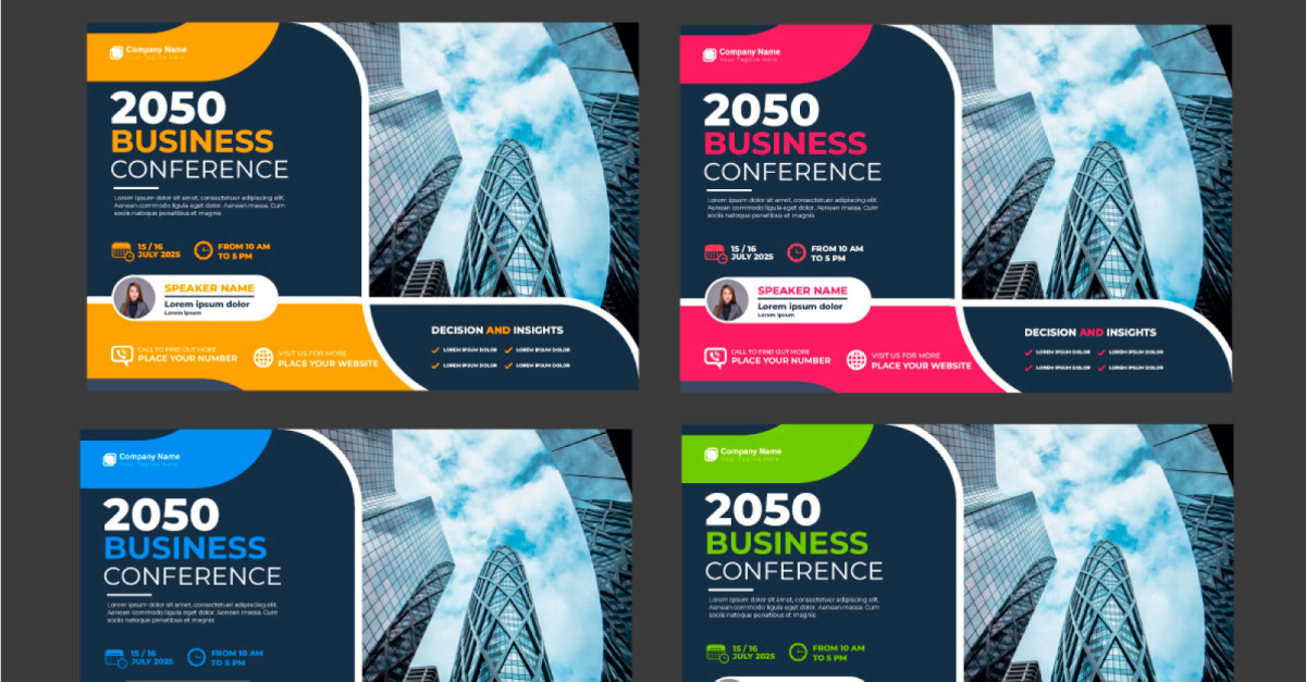 Corporate abstract business conference flyer or horizontal flyer and ...